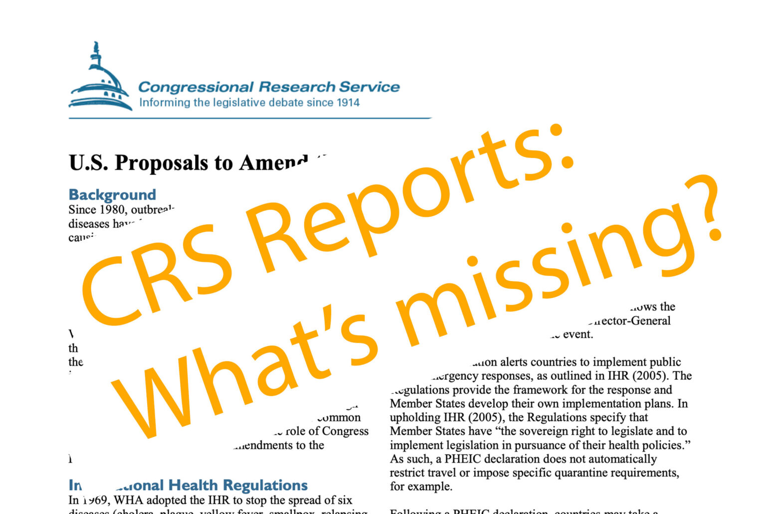 CRS Report on the IHR Updated | DOOR TO FREEDOM
